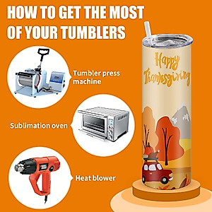 Sublimation Tumblers, KIDJFGG 8pack sublimation tumblers 20 oz skinny Straight with Lids and straws, Sublimation Shrink Wrap, Sublimation Blanks Product Stainless Steel Tumbler for Mug Press, Gift Box