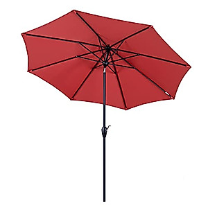 Tempera 9' Outdoor Market Patio Table Umbrella with Auto Tilt and Crank,Large Sun Umbrella with Sturdy Pole&Fade resistant canopy,Easy to set,Rust Red