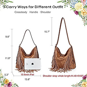 Shoulder Bags for Women Crossbody Bags Hobo Satchel Handbags Tote Bags Vintage Tassel Multi Pockets Zipper Adjustable Strap