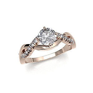 0.70 Carat TCW Round Diamond Infinity Engagement Ring Set 14K Gold Ladies Wedding Band 0.33 Carat Solitaire Diamond Split Shank Pave Set Stackable Ring For Women Color HI / Clarity I1 (rose-gold)