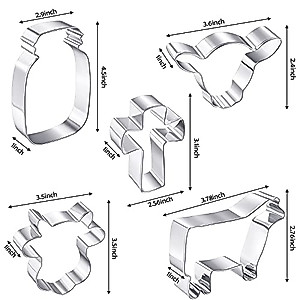 5 Pieces Cow Cookie Cutter Set, Farmhouse Cookie Cutter, 3 Different Cow Cookie Cutters, Steel Cow Head Cookie Cutter, Milk Bottle, Crossed Cookie Cutter for Biscuit and Cakes Kitchen Tool Accessories