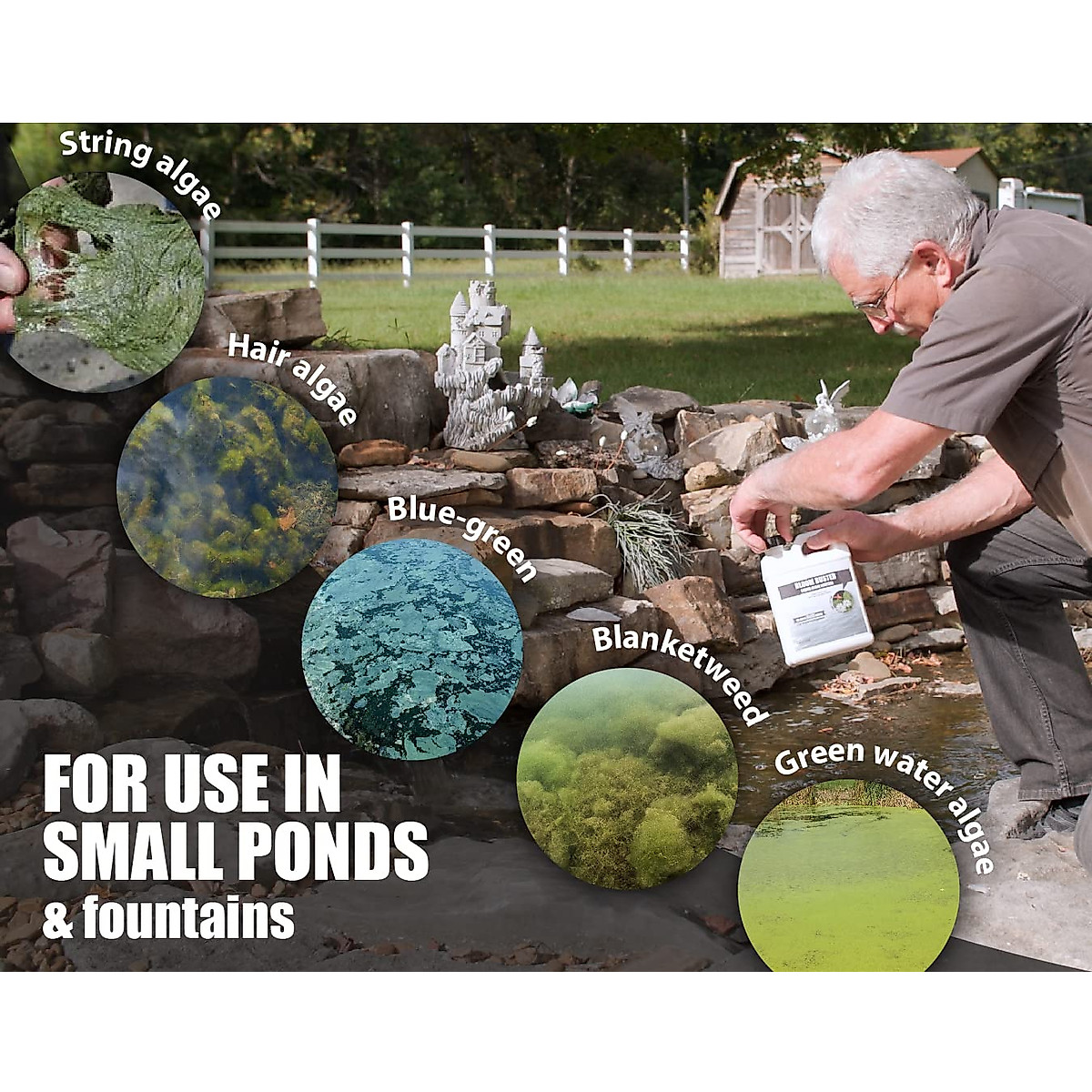 Bloom Buster Pond Algae Control - 64oz - Fast Acting Algaecide, Use in Fountains & Outdoor Ponds Containing Koi & Other Fish - EPA Registered