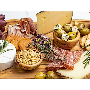 SOLTAKO 4 mini dip bowls set of olive wood - tapas bowls set - small Mediterranean bowl for olives & BBQ sauces - dip bowl for - Ø 6 c