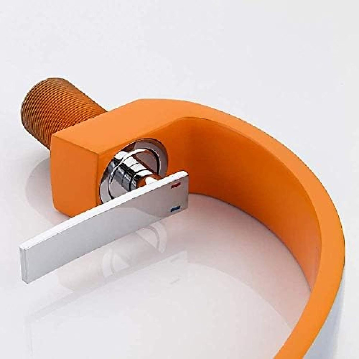 LaPhaL Kitchen Taps Kitchen Tap Kitchen Faucet Modern Home Chrome Brass Orange Bathroom Basin Faucet Mixer Tap Cold and Hot Water Faucets Sink Bath Mixer Tap, Vanity Faucets, HRT05
