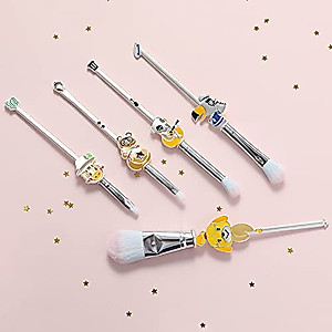 Animal-CrosingNew Hori-zons Makeup Brushes, 5Pcs Game Series White Metal Handle Soft Bristles Makeup Brush Set Tools for Women Girls