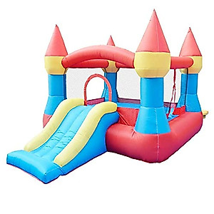 FBITE Children's Inflatable Castle,Trampoline Home Small Inflatable Slide Parent-Children's Playground Kindergarten Indoor and Outdoor Toy Playground,Colors,265 190 170Cm