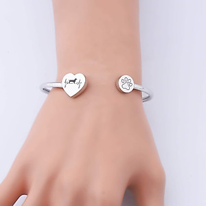 FUSTMW Dog Owner Bracelet Dachshund Boxer Golden Retriever Dog Lover Gifts Pitbull Boston Terrier Paw Print Bangle Jewelry (Dachshund Bracelet)