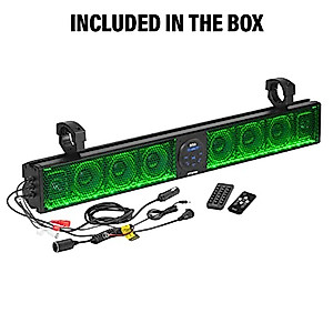 BOSS Audio Systems BRT36RGB ATV UTV Sound Bar System - 36 Inches Wide, IPX5 Rated Weatherproof, Bluetooth Audio, Amplified, 4 inch Speakers, 1 Inch Tweeters, USB Port, RGB Multicolor Illumination