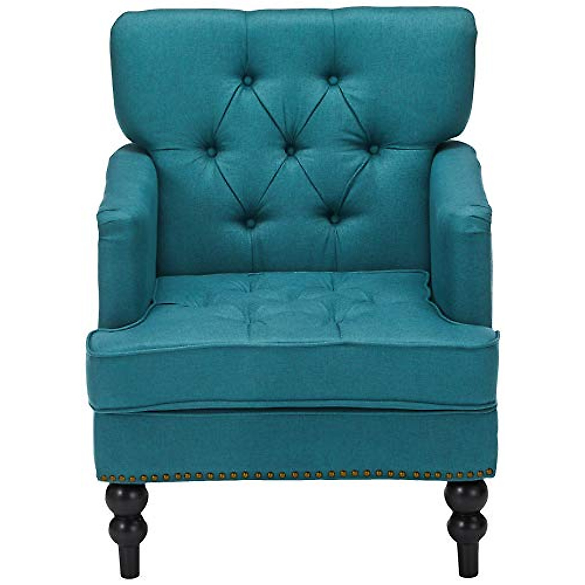 Christopher Knight Home Malone Fabric Club Chair, Wood, Dark Teal , 31.75D x 28W x 35H Inch