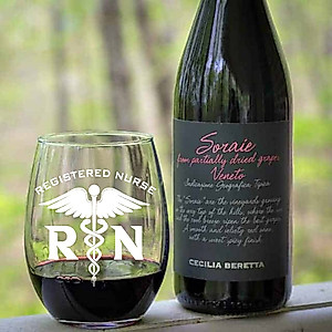 AGMDESIGN Funny Two Sided Good Day Bad Day Don't Even Ask RN Registered Nurse Wine Glass with Gift Box, Gift for Doctor, Medicine, Assistant, Physician, Nurse, Students, Graduation Gifts for Men Women