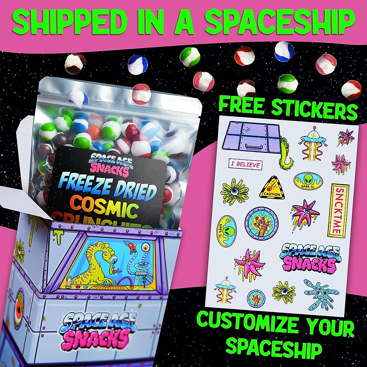 Premium Freeze Dried Berry Cosmic Crunchies - 8 Ounces of Berry Cosmic Crunchies Freeze Dried Candy - Space Age Snacks Freeze Dry Candy Freetles for All Ages