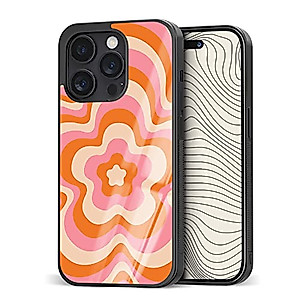 Flower Printing Phone Cases Kawaii for Girls Aesthetic iPhone 5 6 7 8 11 12 13 14 Pro Max Plus Mini Xr Xs SE, Samsung Note 7 8 9 10 20 Ultra Plus, Moto G100 Edge S, Pixel 6 6Pro 7 Pro, (Orange)