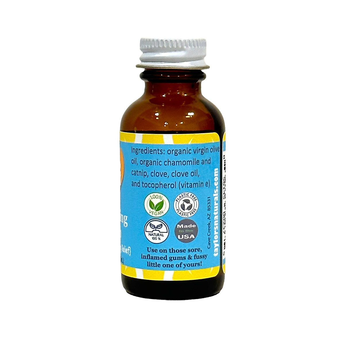 BALM! Baby Teething Oil Rub - Baby Teething Relief - Vegan, All Natural & Organic Teething Aid with Chamomile & Clove - Gentle, Safe & Effective - 1 oz Glass Bottle - Plastic Free