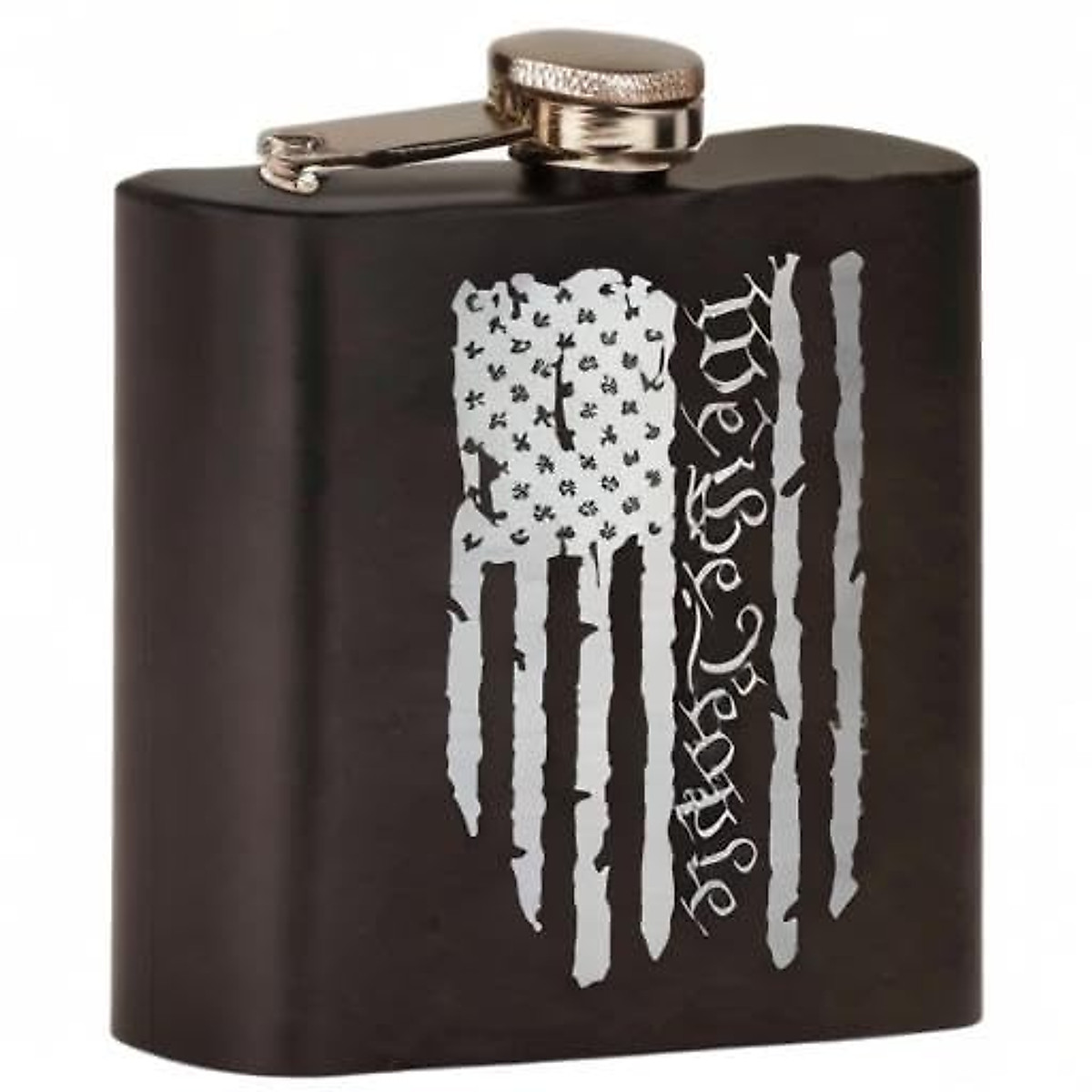 Rogue River Tactical USA American Flag We The People Constitution Stainless Steel Hip Flask Premium Matte Black Makes a Great Gift For Him Dad Father