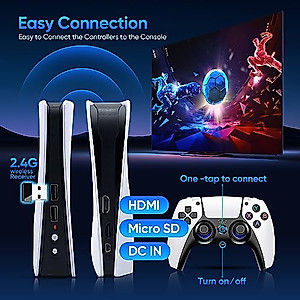 Wireless Retro Game Console, 40+ Emulators Console, Plug and Play Video Game Console, 128GB Built in 40000+ Video Games, HDMI Output, 2.4G Wireless Controllers, Great Gifts for Children and Adults