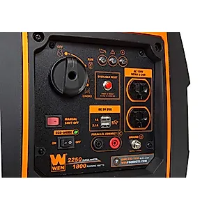 WEN 56225i 2250-Watt Gas Powered Portable Inverter Generator with Fuel Shut-Off, CARB Compliant , Black