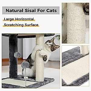 PAWZ Road Cat Scratching Post Bed, Featuring with Soft Perch Sisal-Covered Scratch Posts and Pads with Play Ball Great for Kittens and Cats