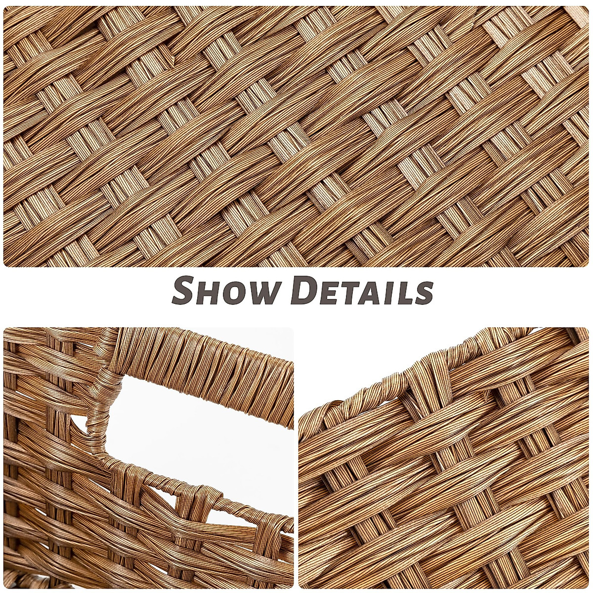 Wicker Basket, Decorative Woven Storage Basket, Waterproof Storage Basket Organizer, Wicker Storage Basket, Brown Basket, 1 Pack