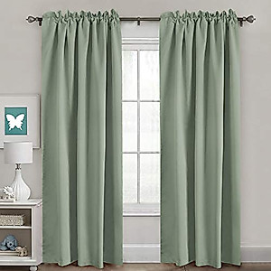 H.VERSAILTEX Blackout Curtains Thermal Insulated Window Treatment Panels Room Darkening Blackout Drapes for Living Room Back Tab/Rod Pocket Bedroom Draperies, 52 x 84 Inch, Light Sage, 2 Panels