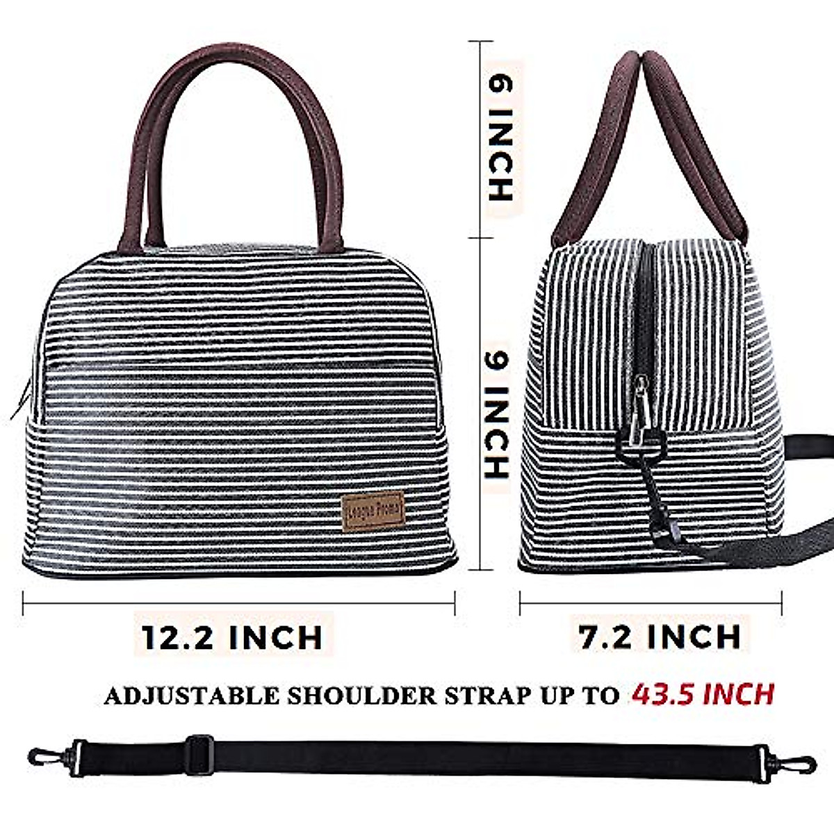 Lunch Bag Large Insulated Lunch Bags for Women Men Cooler Tote Bag Adult Lunch Box Organizer Holder Container with Removable Shoulder Strap