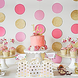 DIYASY Burlap Gold Dot Party Favor Bags,24 Pcs Candy Treat Gift Bag with Drawstring for Birthday Party and Christmas Gift Wrapping-5X7 inches