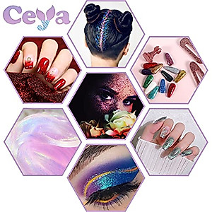 Ceya Holographic Ultra Fine Glitter Powder, 17.63oz/500g Diamond Gold Glitter Sequins Iridescent Nail Flakes 1/128” 0.008” 0.2mm for Craft Resin Tumbler Jewelry Christmas Decor Makeup Scrapbook Cards
