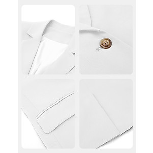 CRAZY GRID Women Business Casual Blazer Work Professional Office Blazer Jacket Ladies Buttons Long Sleeve Fashion Suit Jacket L White