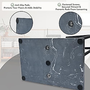 WISATO - Free Standing Towel Rack for Bathroom - Stand Alone 2 Tier Stainless Steel Towel Rack for Bathroom Floor with Heavy Marble Base & Matte Black Finish - Double T Shape Drying Stand for Towels