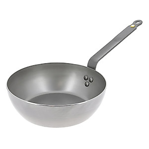 de Buyer MINERAL B Carbon Steel Country Fry Pan - 9.5” - Ideal for Sauteing, Simmering, Deep Frying & Stir Frying - Naturally Nonstick - Made in France