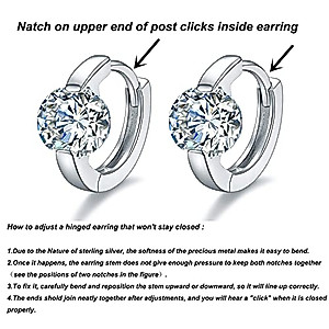 JUSTKIDSTOY Huggie Earrings 925 Sterling Silver Huggie Hoop Earrings Hypoallergenic Round Cut Cubic Zirconia Infinity Hoop Earrings for Sensitive Ear Women Daughter Birthday Gift