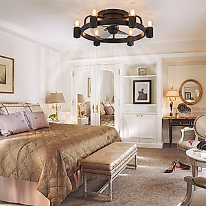 LEDIARY Low Profile Ceiling Fans with Lights Black, Flush Mount Ceiling Fan with Light, Modern Farmhouse Industrial Small Ceiling Fan with Remote for Bedroom,Kitchen,Home