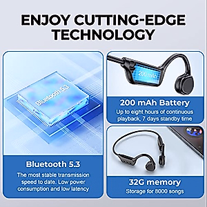 Relxhome Bone Conduction Headphones, Swimming Headphones Bluetooth 5.3, MP3 Sports Headphones Built-in 32GB Memory, IPX8 Waterproof Headphones, Wireless Open Ear Headphones for Swimming, Running