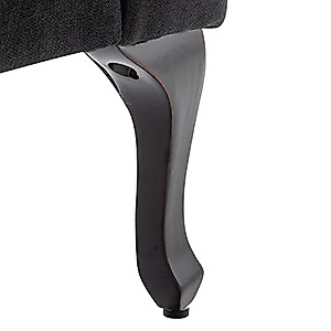 MWrouqfur 53" Mid Century Loveseat Sofa,Upholstered 2 Seater Sofa w/Tufted Back,Wood Legs,Modern Linen Fabric Love Seat Couch Chair for Small Space,Living Room Bedroom Office Apartment (Black)