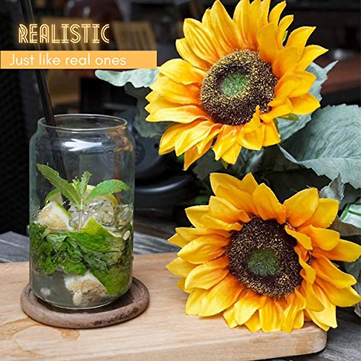 JHBOX Solar Sunflower Lights Outdoor Fall Decor 2 Pack, Flower Lights Fall Yard Decorations, Solar Flowers Christmas Winter Holiday Decorative Garden Stakes as Jardineria Y Patio Decoracion