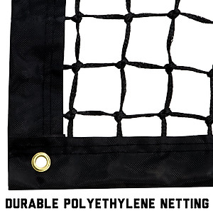 Standard Tennis Net with Winch Cable - 42" Plastic-Coated & Vinyl Netting - Full Size Replacement Sports Equipment for Indoor and Outdoor Tennis Courts - Carrying Bag Included