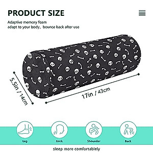 Vnurnrn Cartoon Skulls Neck Support Pillow Round Neck Roll Bolster Cylinder Pillow Cervical Pillows Bolster Pillow for Leg Knee Back Head Support for Gifts Camp Study Work