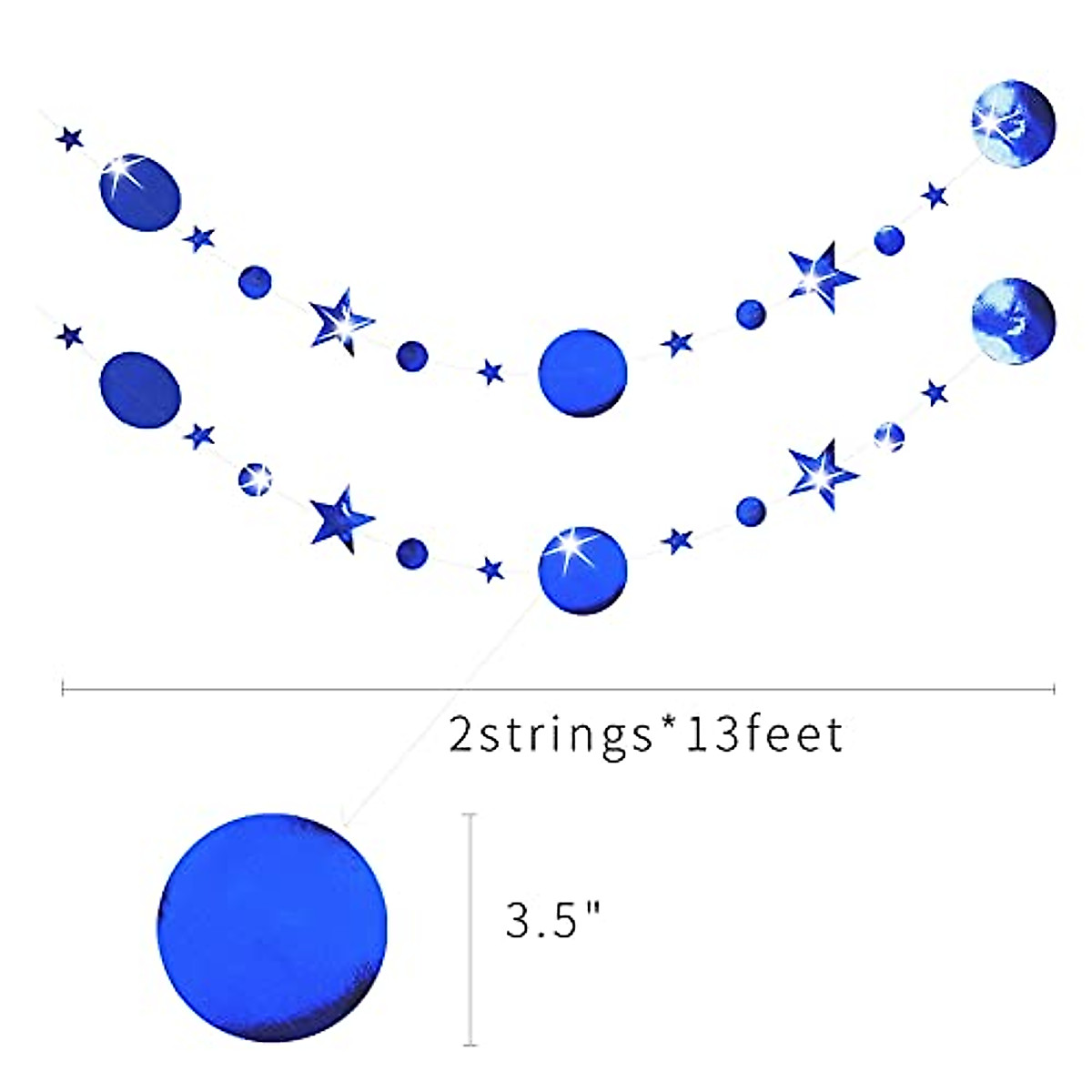 Royal Blue Birthday Party Decorations Star Paper Streamers Circle Garland for Wedding Baby Shower Graduation Hanging Ceiling Wall Window Decorations Hen Party Supplies (Royal Blue, 2 Strings)