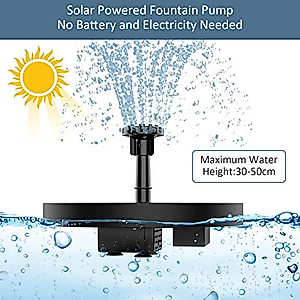 AISITIN Solar Fountain Pump 1.5W Solar Water Fountain Pump with 6 Nozzles, Solar Powered Fountain Pump for Bird Bath, Ponds, Garden,Swimming Pool, Fish Tank, Outdoor and Aquarium