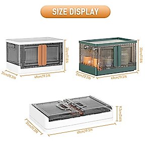 Storage Bins with Lids with Removable Rollers, Sturdy Storage Box with Door and Secure Latching Buckles, Foldable Closet Organizer, Easy installation, Plastic Storage Containers (White)