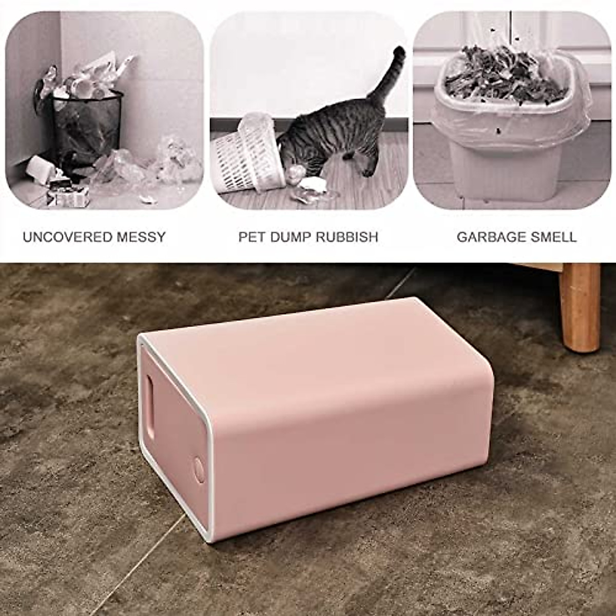 Baffect Small Trash Can with Lid Waste Basket Bathroom Garbage Can Dorm Room Essentials for Bedroom, Office, College-2.1 Gallon (Pink)