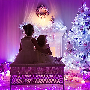 Christmas String Lights - 120 LEDs 49ft/15m End-to-End 8 Modes Plug in - Indoor/Outdoor Waterproof Decorative Fairy Twinkle Xmas Lights for Home/New Year/Tree/Thanksgiving Day/Wedding - Cool White