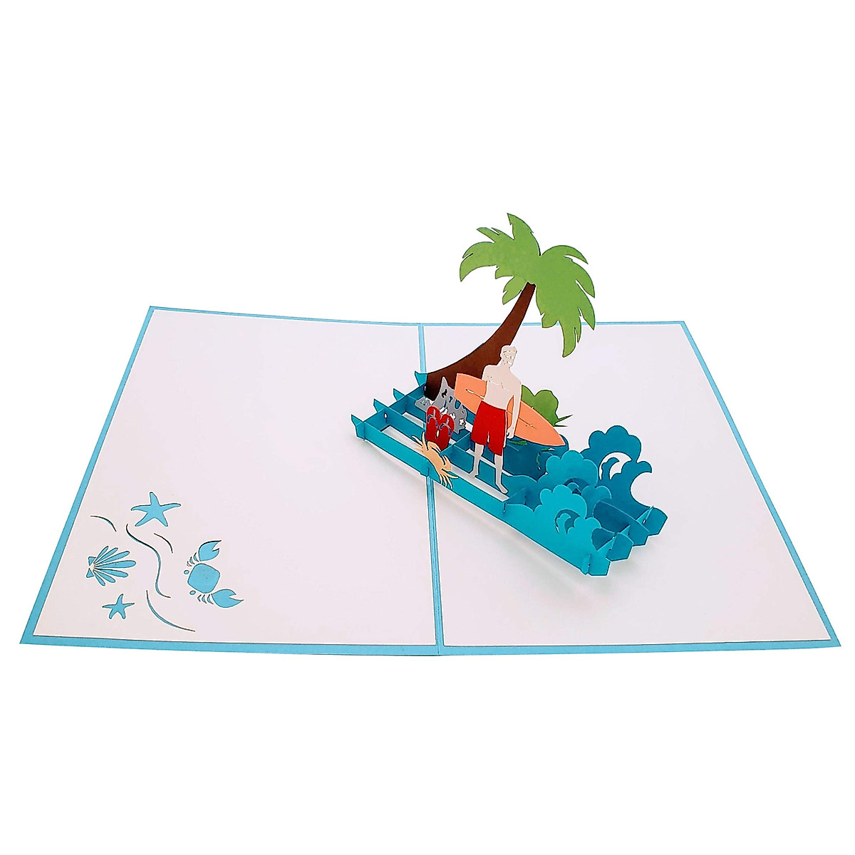 iGifts And Cards Guy Surfing 3D Pop Up Greeting Card - Ocean, Surfboard, Wave, Sport, Half-Fold, Birthday, Just Because, Thinking of You, Retirement, Get Well, Congratulations, Friendship, Good Luck