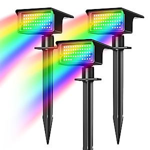nipify Solar Spot Lights Outdoor Color Changing, 8 Modes/3 Pack/56 LED Solar Christmas Spotlights Outdoor Waterproof Multicolored Solar Powered Landscape Lighting for Outside Yard Garden Xmas Decor