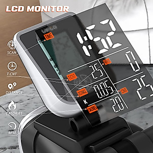 Upgo Rower Magnetic Rowing Machine Indoor Foldable Rower with 8 Level Adjustable Quiet Magnetic Resistance, Ergonomic Seat & LCD Monitor Cardio Exercise Training Max Weight 350 lbs