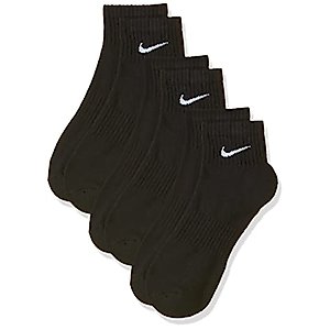 Nike Everyday Cushion Ankle Training Socks (3 Pair), Men's & Women's Ankle Socks with Sweat-Wicking Technology, Black/White, Medium