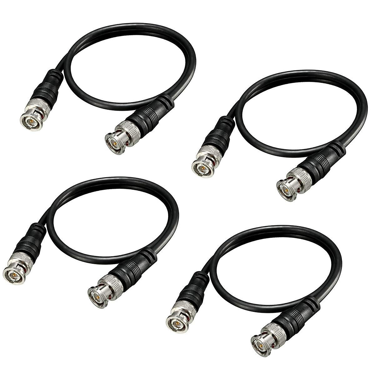 BeElion 4-Pack BNC M/M Connector Cable (1.6ft/20) - BNC Male to BNC Male Video Coaxial Extension Cable for CCTV Video Transmission Systems
