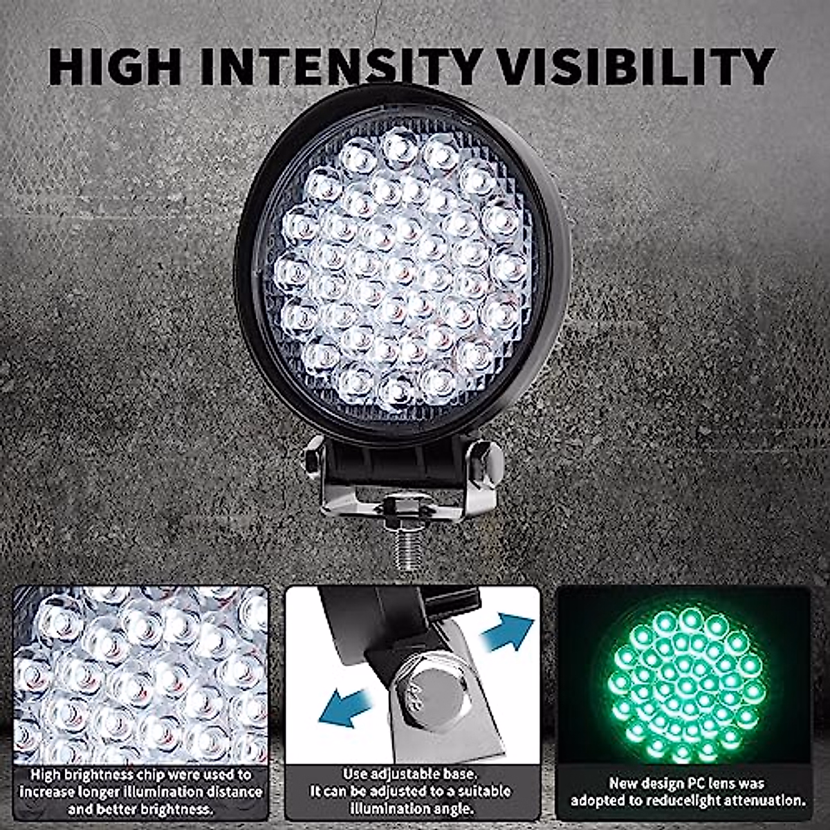 Green Led Pods, 4.5 inch Round Light Bar, Waterproof 41W 4100LMS Spot Off-Road Work Driving Light for Trucks SUV ATV Boat Marine RV Tractor UTV Hunters Motorcycle 12V 24V, Fog Tail Bumper Roof Hood