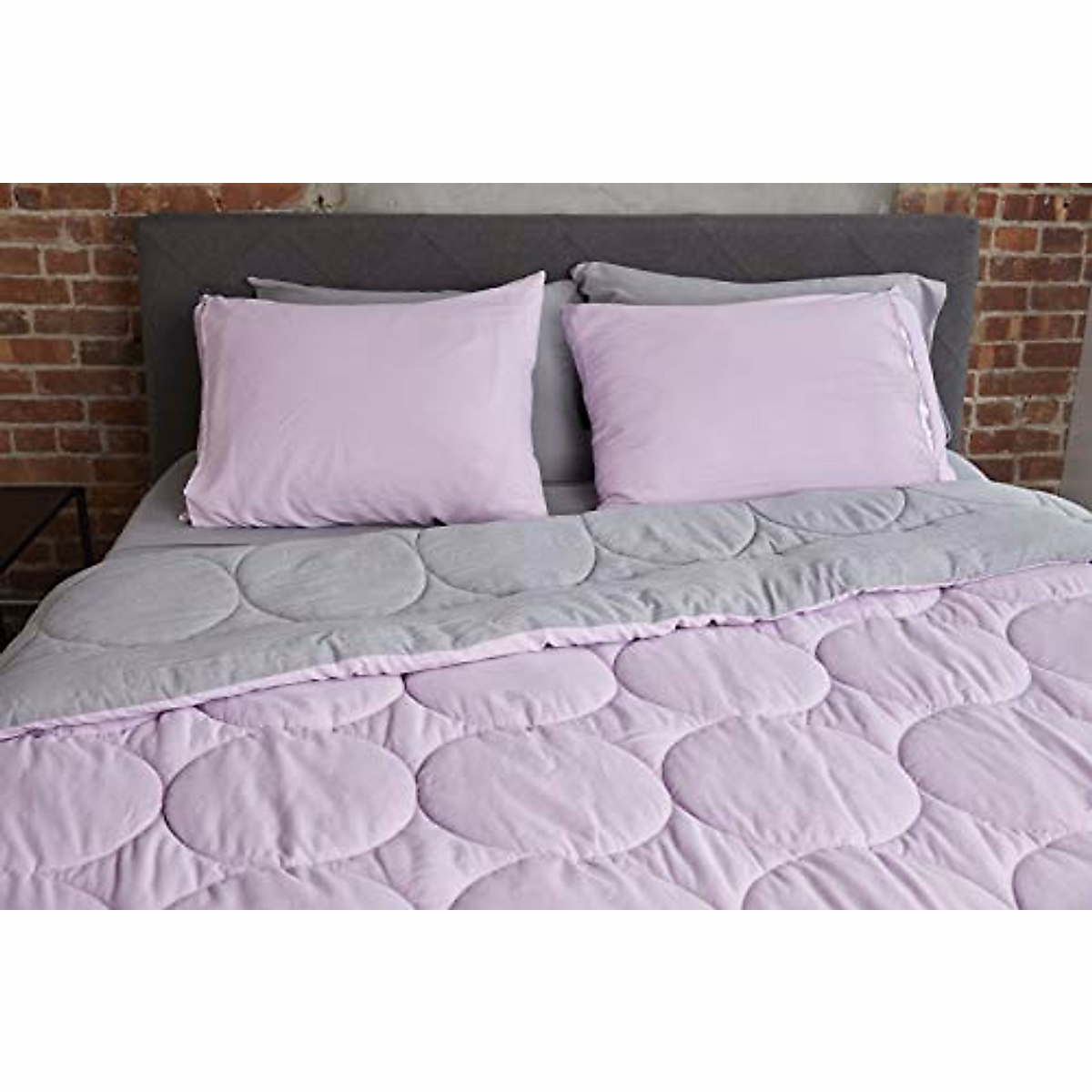 Refinery29 | Devon Bedding Collection | Modern Reversible Luxury Ultra Soft Comforter, All Season Premium 4 Piece Set, Design for Home Hotel Décor (Full/Queen, Grey)