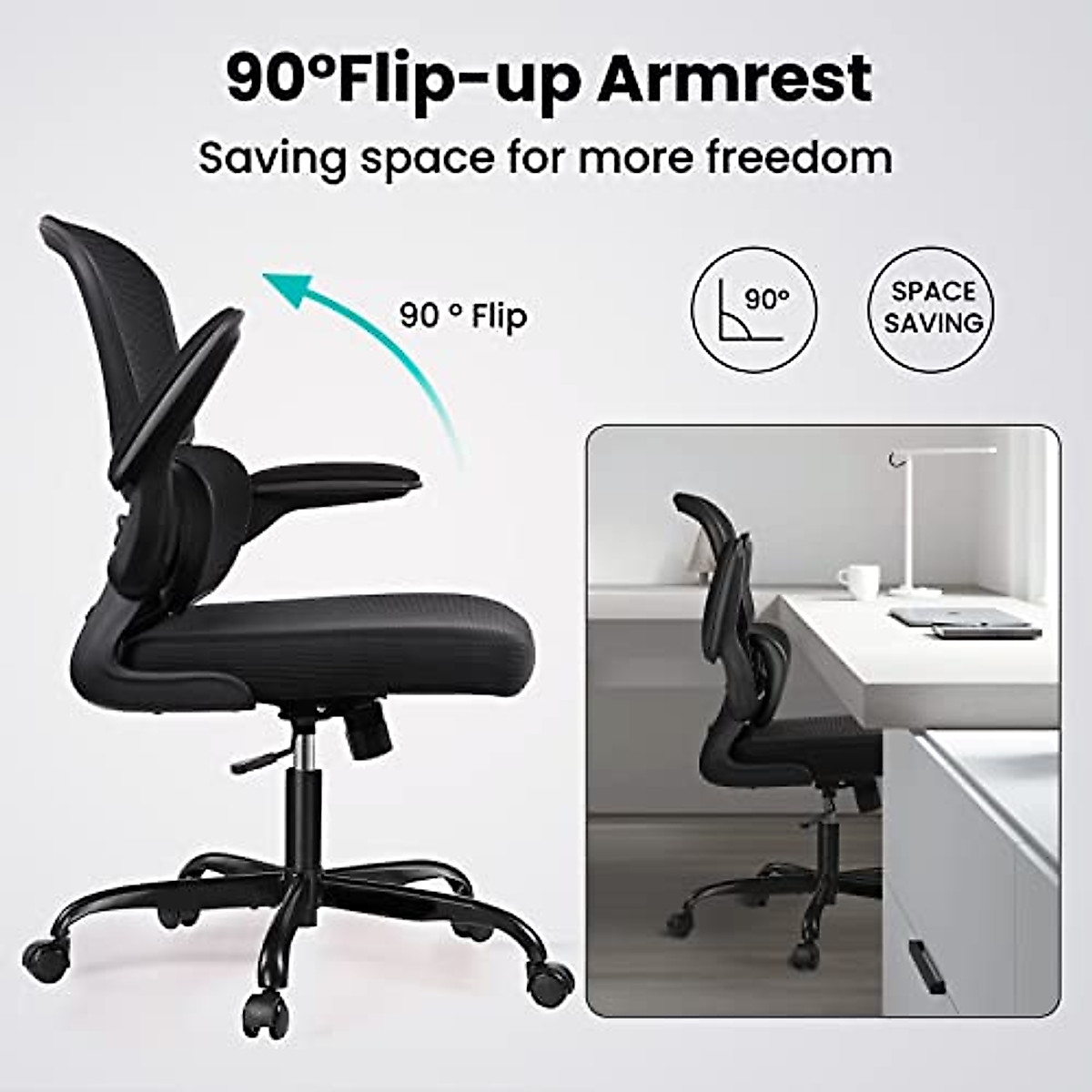 Razzor Office Chair, Ergonomic Desk Chair with Lumbar Support and Adjustable Armrests, Breathable Mesh Mid Back Computer Chair, Reclining Task Chair for Home Office