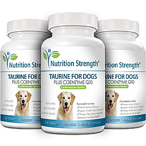 Nutrition Strength Taurine for Dogs, Support for a Healthy Heart Function, Resist Inflammatory Diseases, with Coenzyme Q10 to Help Manage Heart Failure and DCM in Dogs, 120 Chewable Tablets